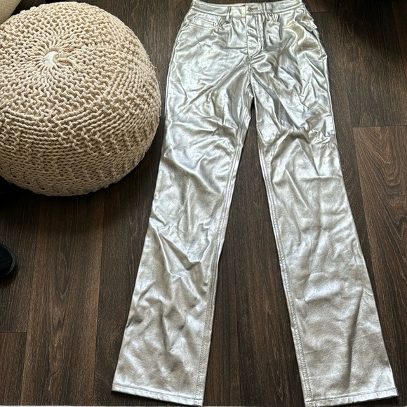 STAUD | Jeans | Silver Chisel Fauxleather Trousers Slvr Silver | Poshmark